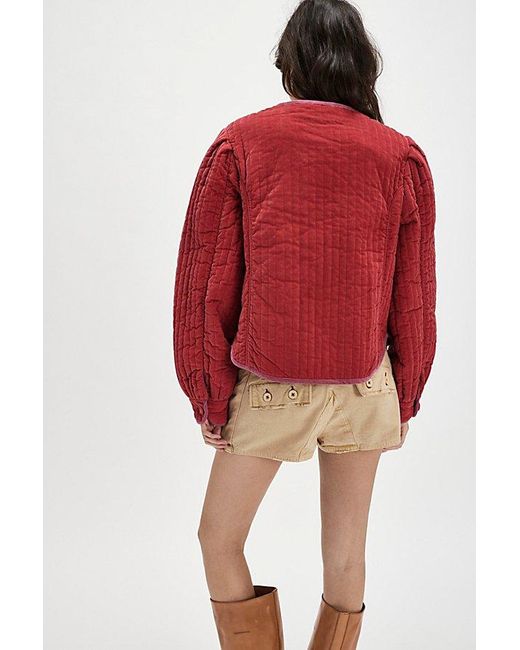Free People Natalia Velvet Jacket in Red | Lyst