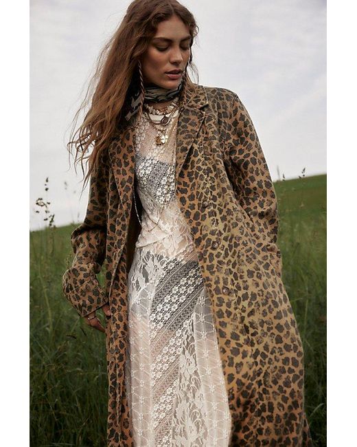 Free People We The Free Monique Denim Duster Jacket in Gray | Lyst