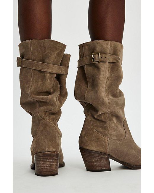 Free People Extra Slouch Suede Boots in Natural | Lyst