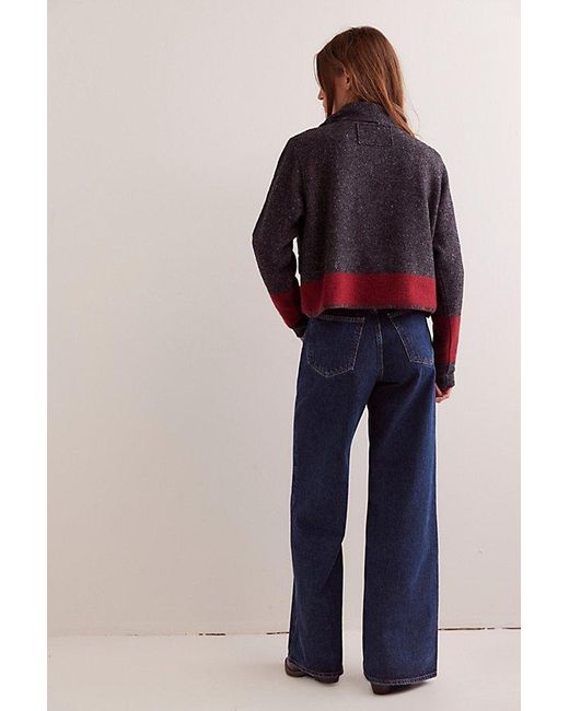Free People Bottom Line Sweater Jacket in Blue | Lyst