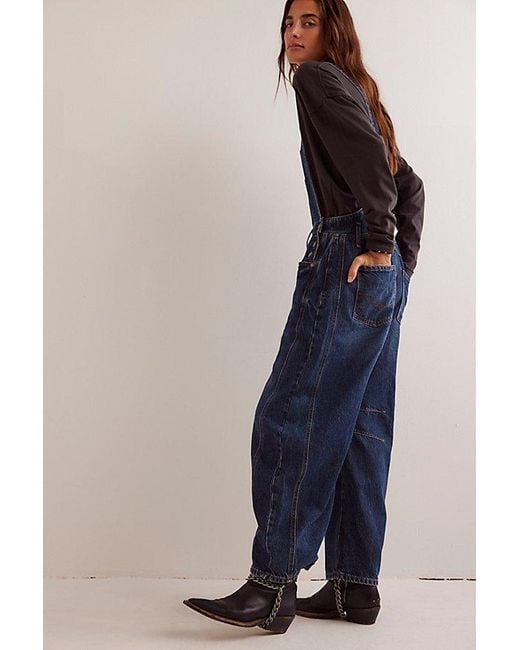 Free People We The Free Good Luck Barrel Overalls in Blue | Lyst