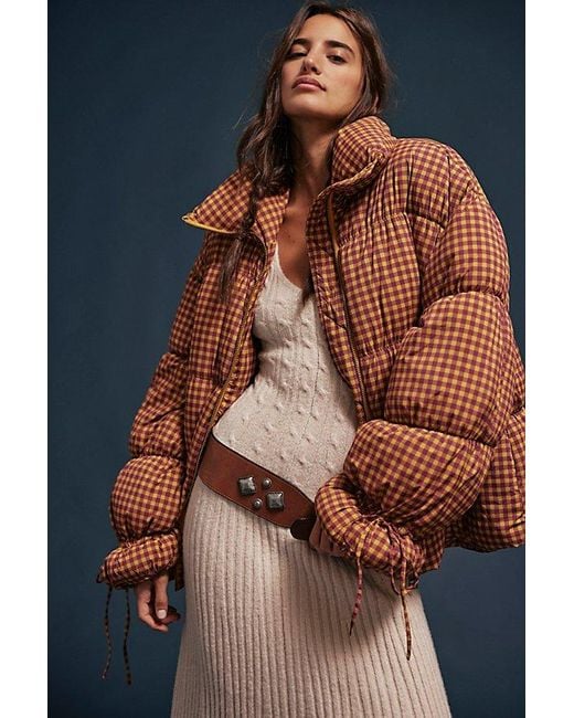 Free People Printed Cotton Candy Puffer Jacket in Blue | Lyst