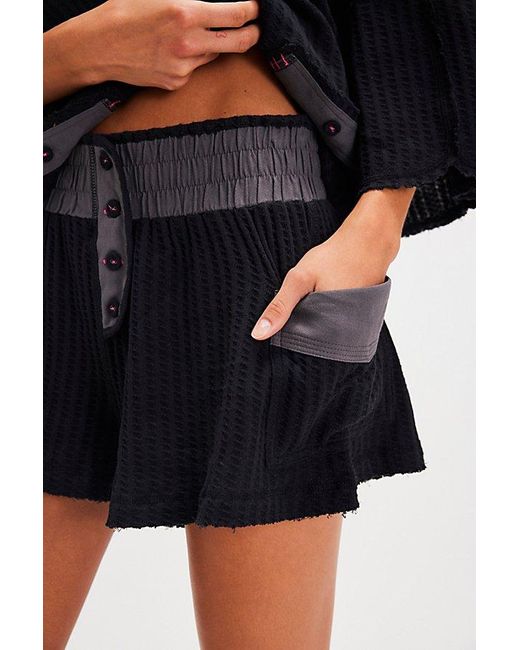Free People Happy Mix Thermal Boxers in Black | Lyst