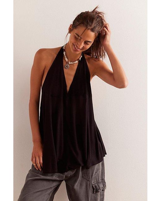 Free People Barely There Halter Top in Black | Lyst