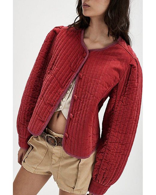 Free People Natalia Velvet Jacket in Red | Lyst