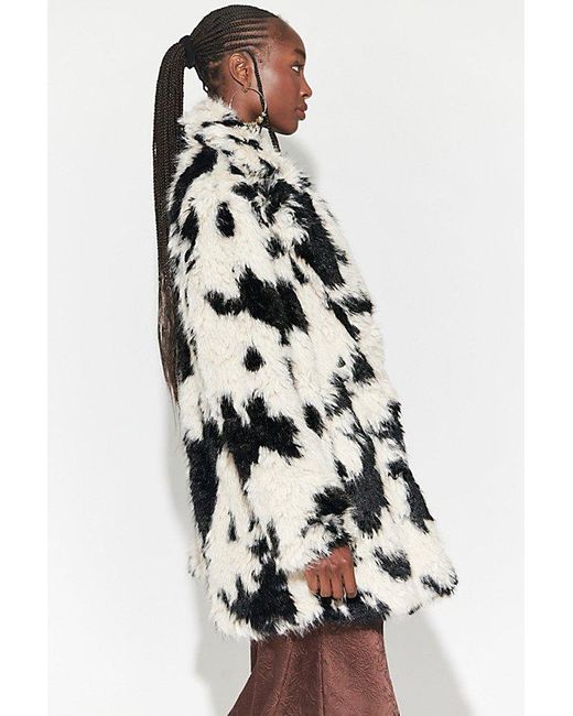 Free People Jade Spotted Faux Fur Coat Jacket in Black | Lyst UK