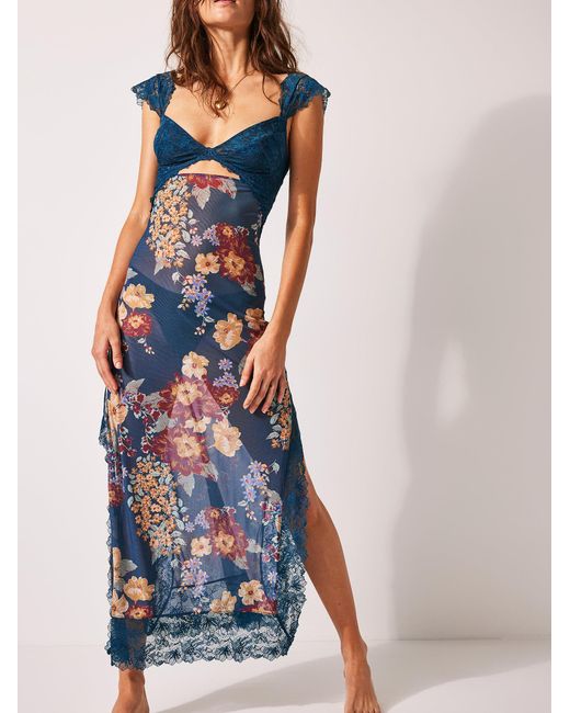Free People Suddenly Fine Maxi Slip in Blue | Lyst Free People Suddenly Fine Maxi Slip in Blue | Lyst