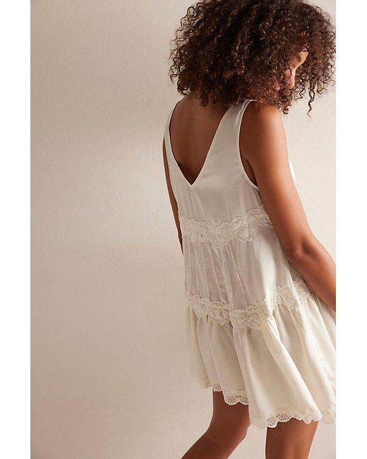 Free People In This Groove Mini Slip in White | Lyst