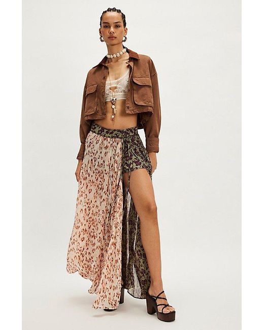 Free People Oasis Printed Maxi Skort in Natural | Lyst