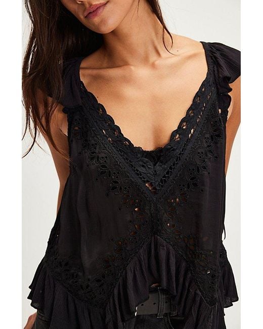 Free People Sensual Cassidy Cutwork Top in Black | Lyst UK