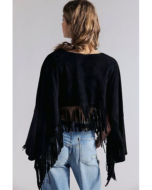 Free People Almost There Suede Poncho in Brown | Lyst UK