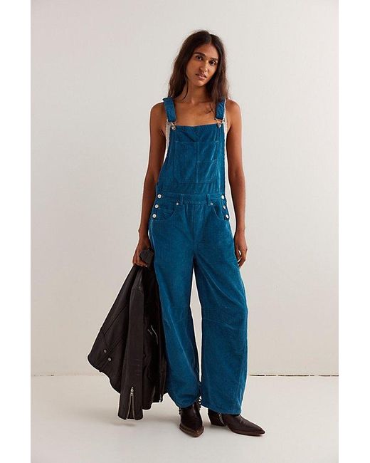 Free People Good Luck Cord Overalls in Blue | Lyst