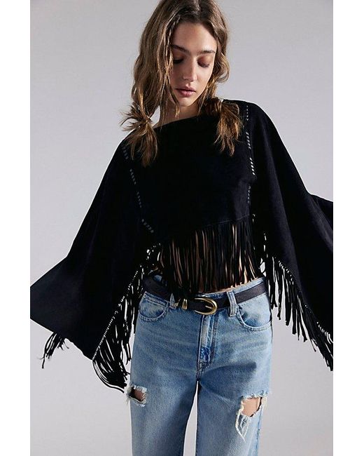 Free People Almost There Suede Poncho in Brown | Lyst UK
