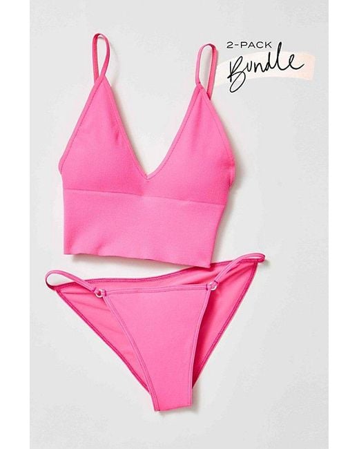Intimately Ali Seamless Bra Super Skinny Bikini Undies In Pink Lyst Uk