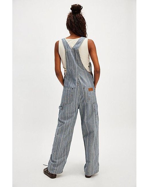 Wrangler Stripe Straight-leg Bib Overalls in Blue | Lyst