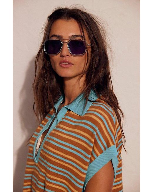 Free People Luna Classic Aviator Sunglasses in Blue | Lyst UK
