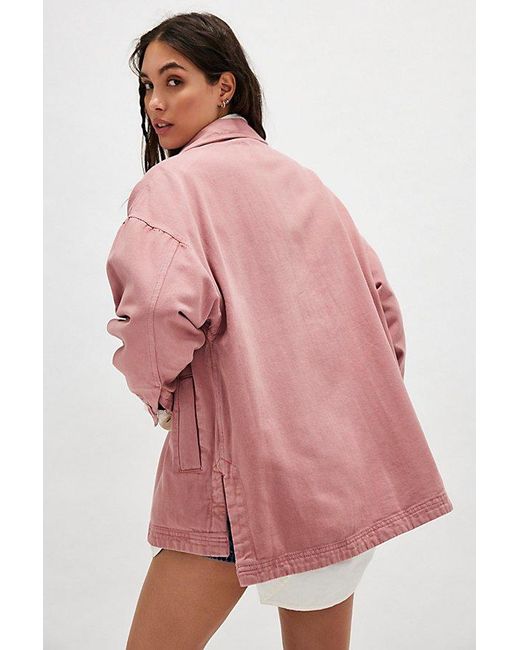 Free People Madison City Denim Jacket in Red | Lyst
