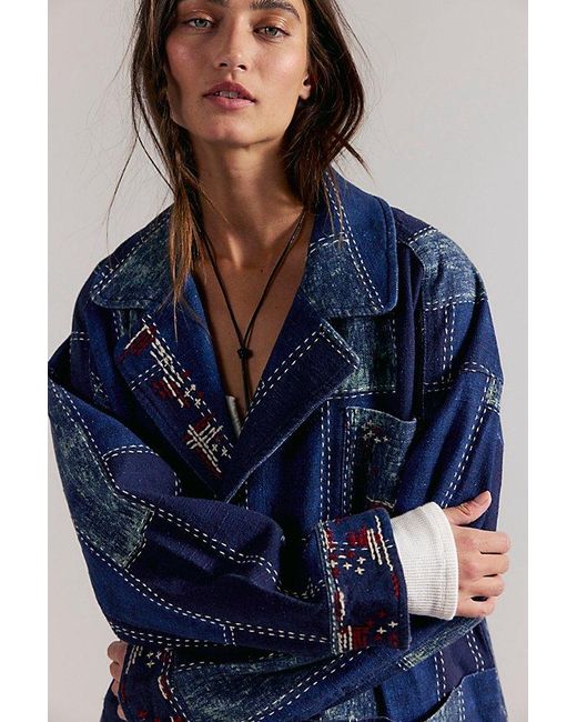 Free People Open Studio Duster Jacket in Blue | Lyst UK