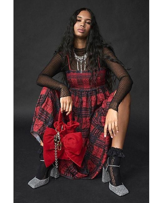 Free People Belle Velvet Bow Bag in Red | Lyst