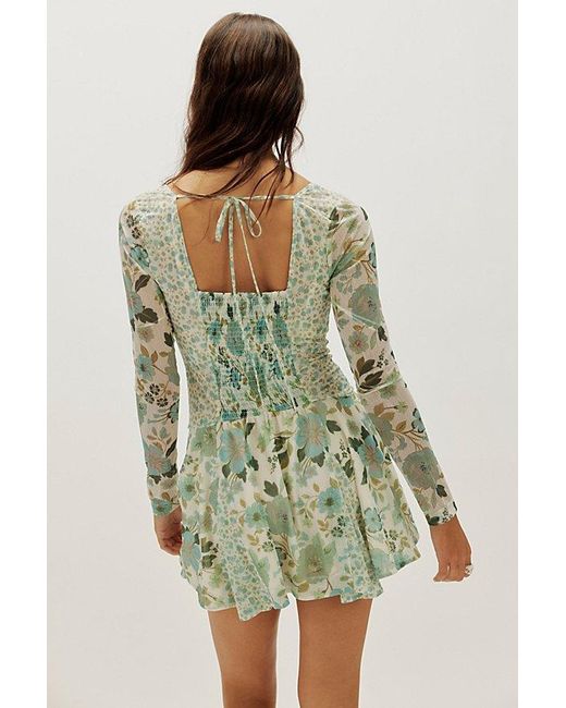 Free People Sway With Me Printed Mini Dress in Green | Lyst