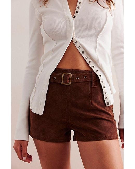 Free People We The Free Jada Suede Micro Shorts in Brown | Lyst