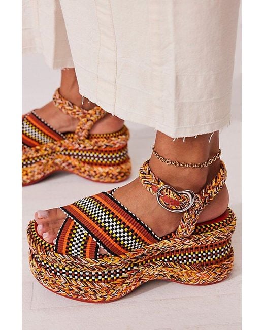 Amambaih Carmen Flatform Sandals in Natural | Lyst