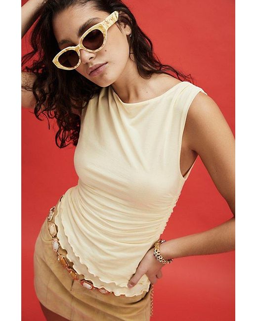 Free People Suki Polarized Cat-Eye Sunglasses in Red | Lyst UK