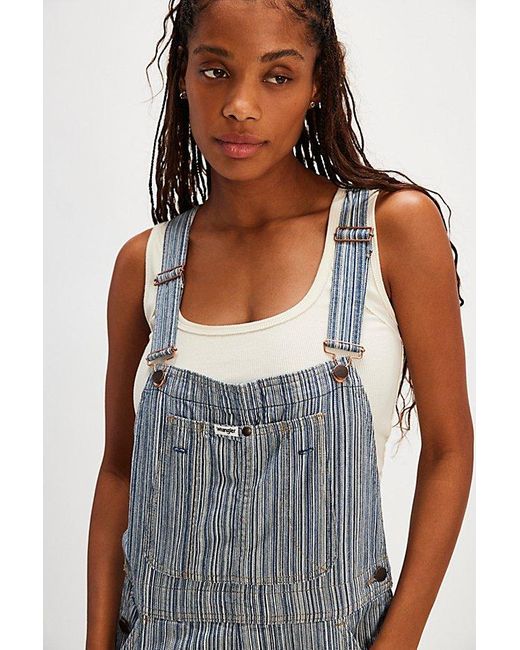 Wrangler Stripe Straight-leg Bib Overalls in Blue | Lyst