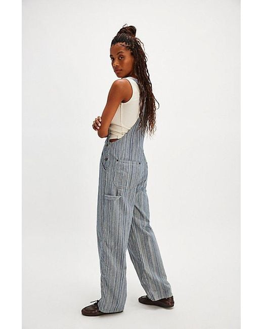 Wrangler Stripe Straight-leg Bib Overalls in Blue | Lyst