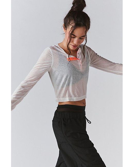 Fp Movement Sheer Pop Henley in Gray | Lyst