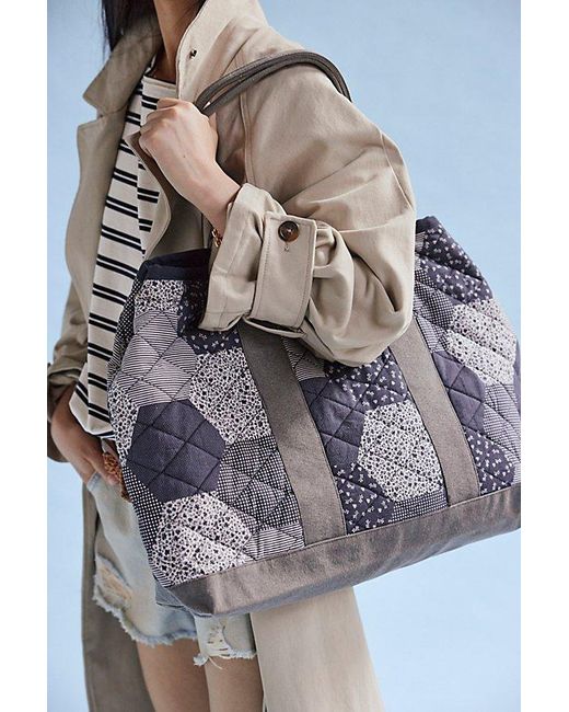 Free People Pippa Patchwork Tote in Gray | Lyst