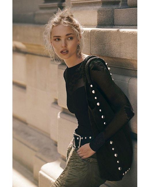 Free People See You Soon Studded Tote in Brown | Lyst