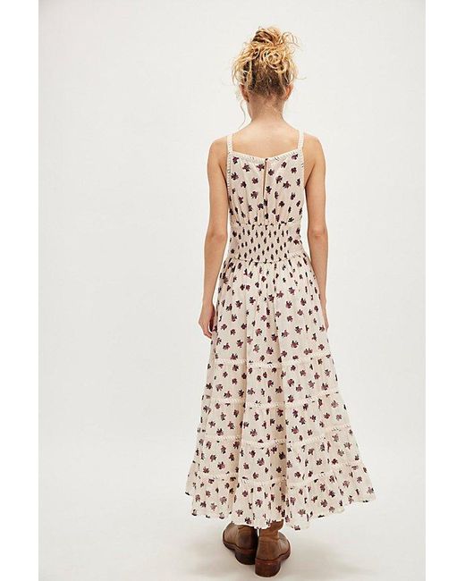 Free People Printed Cotton Tiered Midi Dress | Lyst