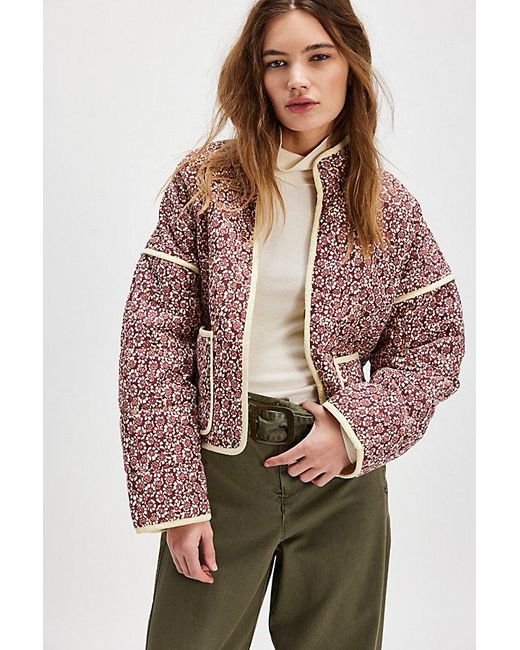 Free People Chloe Jacket At In Maroon Combo, Size: Xs in Natural | Lyst
