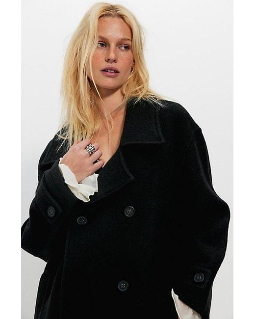 Free People Alter Ego Wool Coat Jacket in Black | Lyst UK