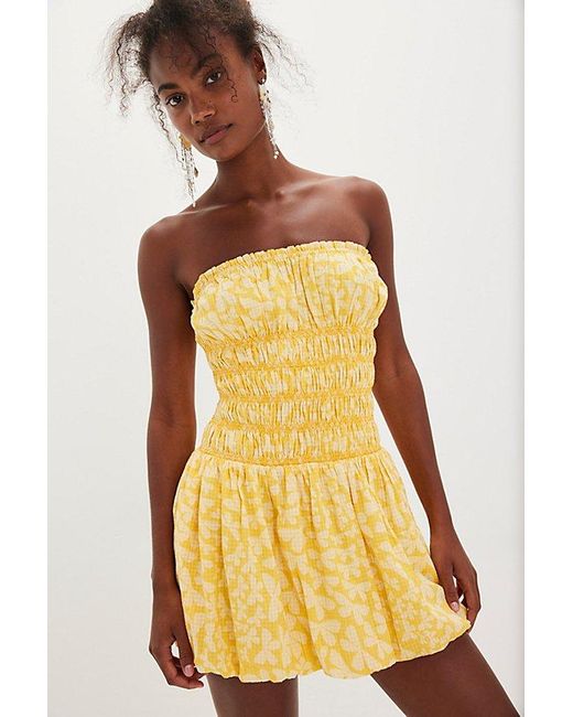 Free People Annalise Mini Dress in Yellow | Lyst