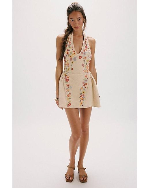 Free People Island Letter Mini Dress in Natural | Lyst