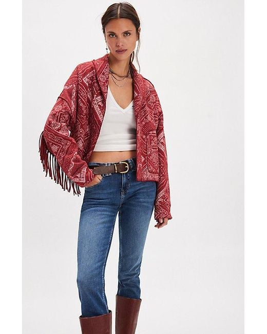 Ragabond Wyatt Bandana Fringe Cardi in Red | Lyst UK