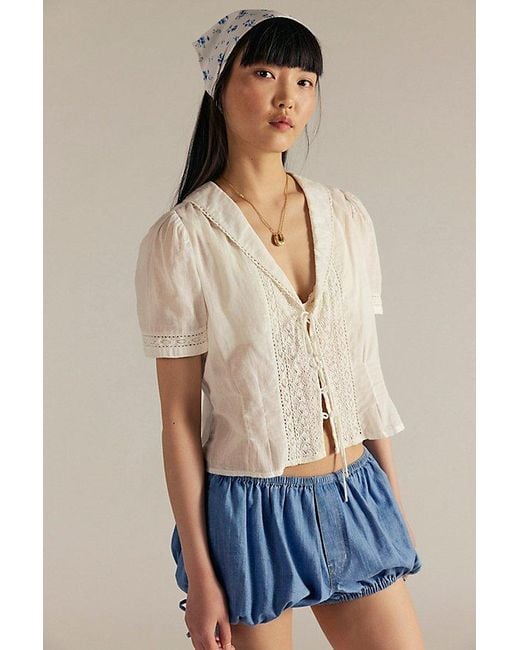 Free People Echo Denim Bubble Shorts in Blue | Lyst