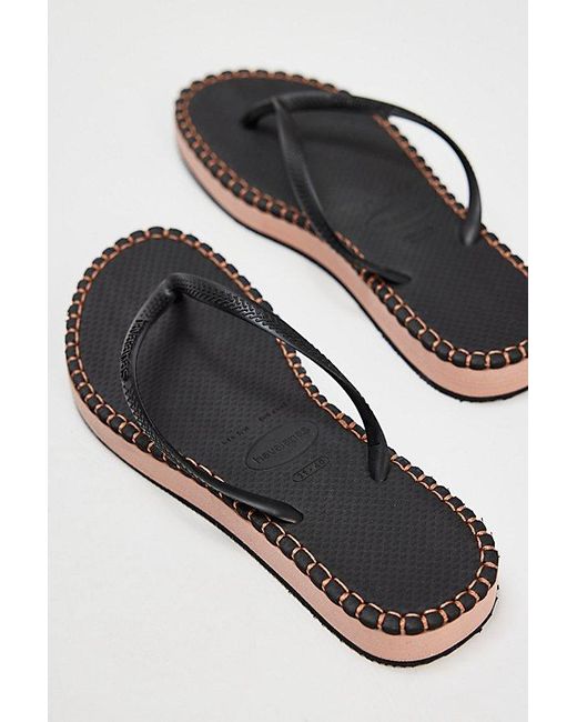 Havaianas Slim Flatform Loop Flip Flops in Brown | Lyst