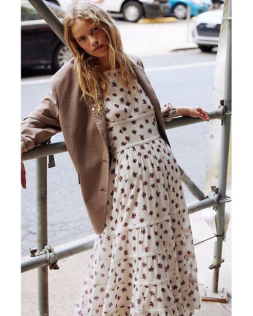 Free People Printed Cotton Tiered Midi Dress | Lyst