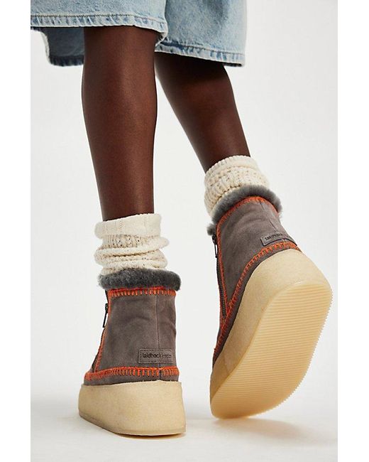 Laidbacklondon Setsu Crochet Suede Platform Boots in Blue | Lyst