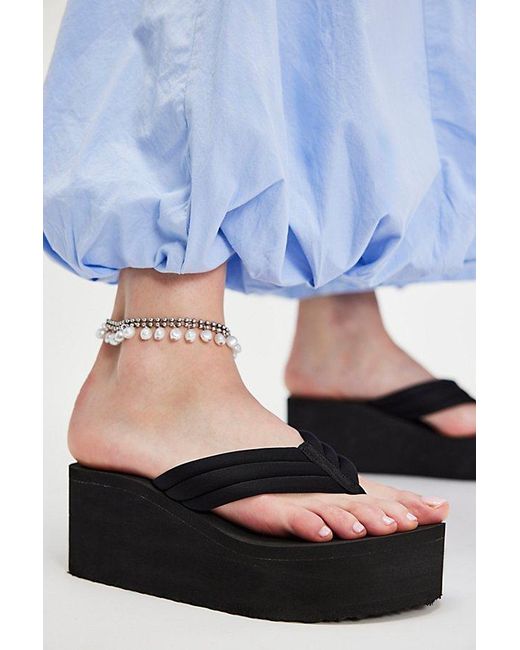Free People Poolside Wedge Thongs in Blue | Lyst UK