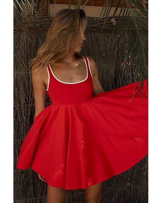 Free People Prescott Cotton Mini Dress in Red | Lyst