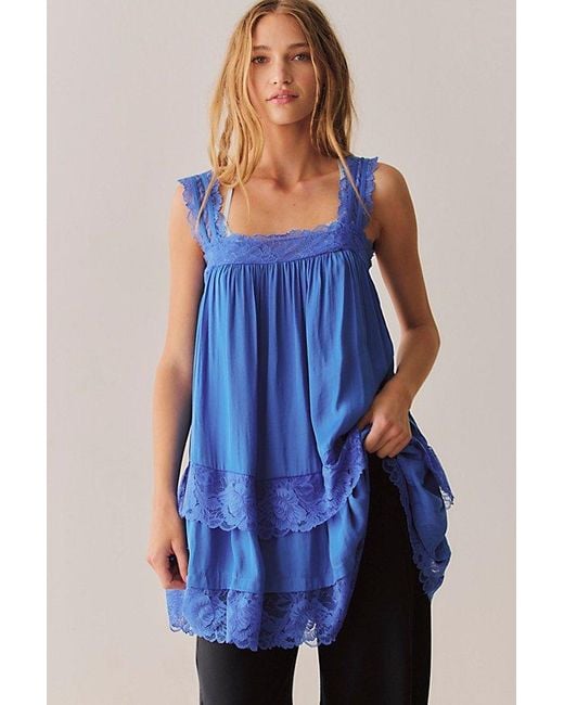 Free People Forever Yours Mini Slip Dress in Blue | Lyst