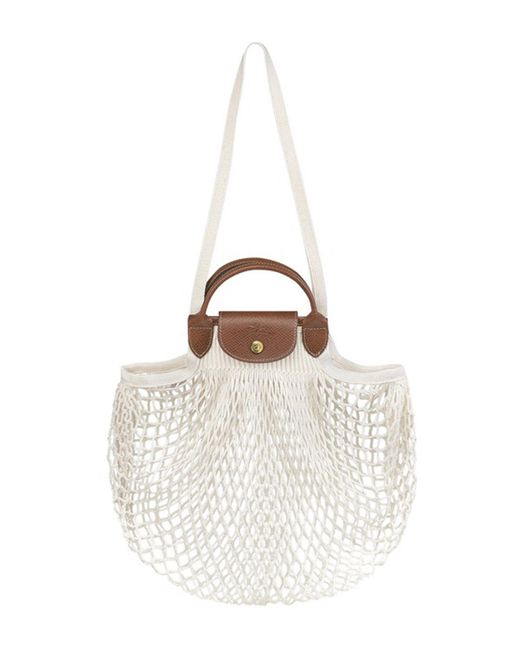 Longchamp Le Pliage Filet Large Shoulder Bag in White | Lyst