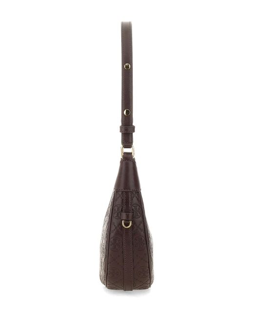 Tory Burch T Monogram Crescent Moon Hobo Bag in Brown | Lyst