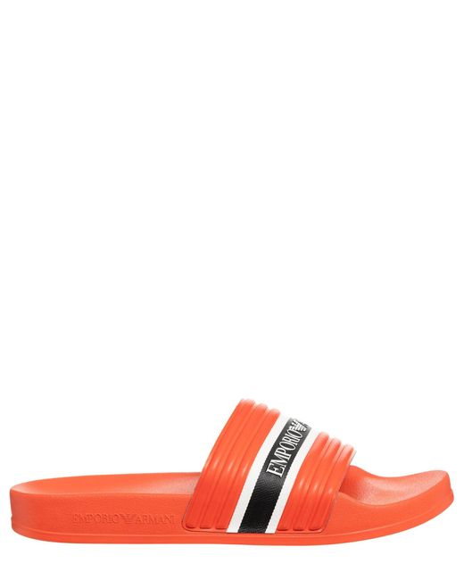 Emporio Armani Slides in Red for Men | Lyst