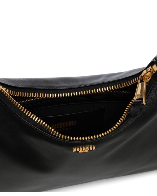 Moschino Mini Lettering Hobo Bag in Black | Lyst
