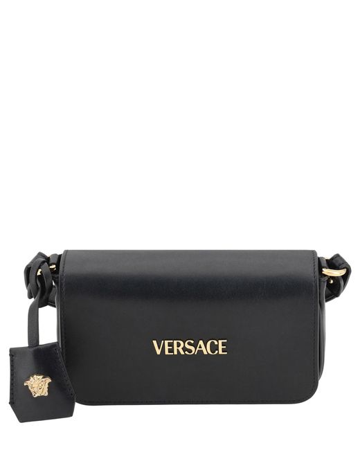 Versace Tag Shoulder Bag in Black | Lyst
